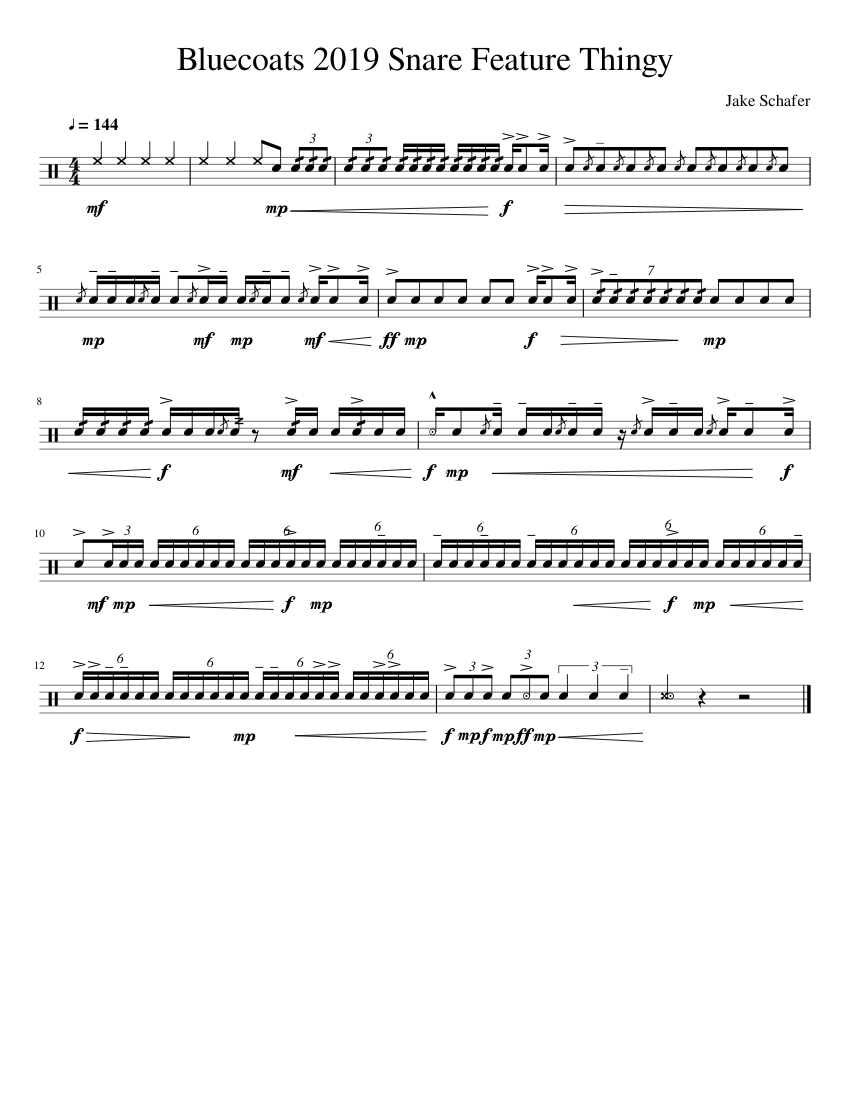 Bluecoats 2019 Snare Feature Thingy Sheet music for Snare drum (Drum ...
