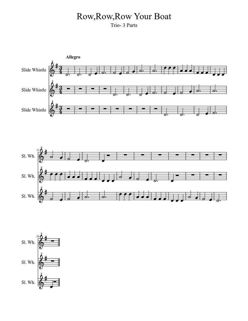 Row,Row,Row Your Boat Sheet music for Flute other (Mixed Trio ...