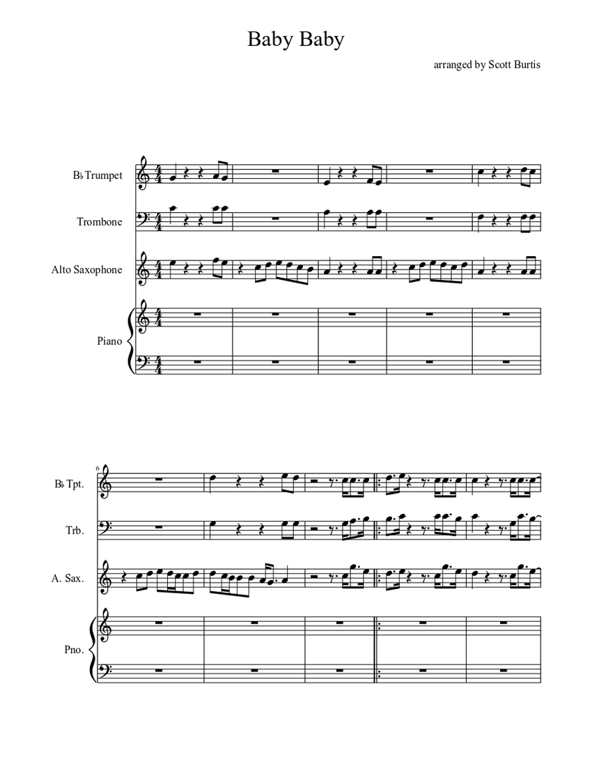 Baby Baby Sheet music for Piano, Trombone, Trumpet other (Mixed Trio ...