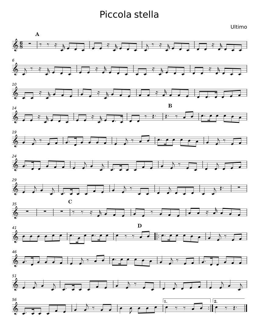 Piccola stella - Ultimo Sheet Music for Piano (Solo) easy | MuseScore.com