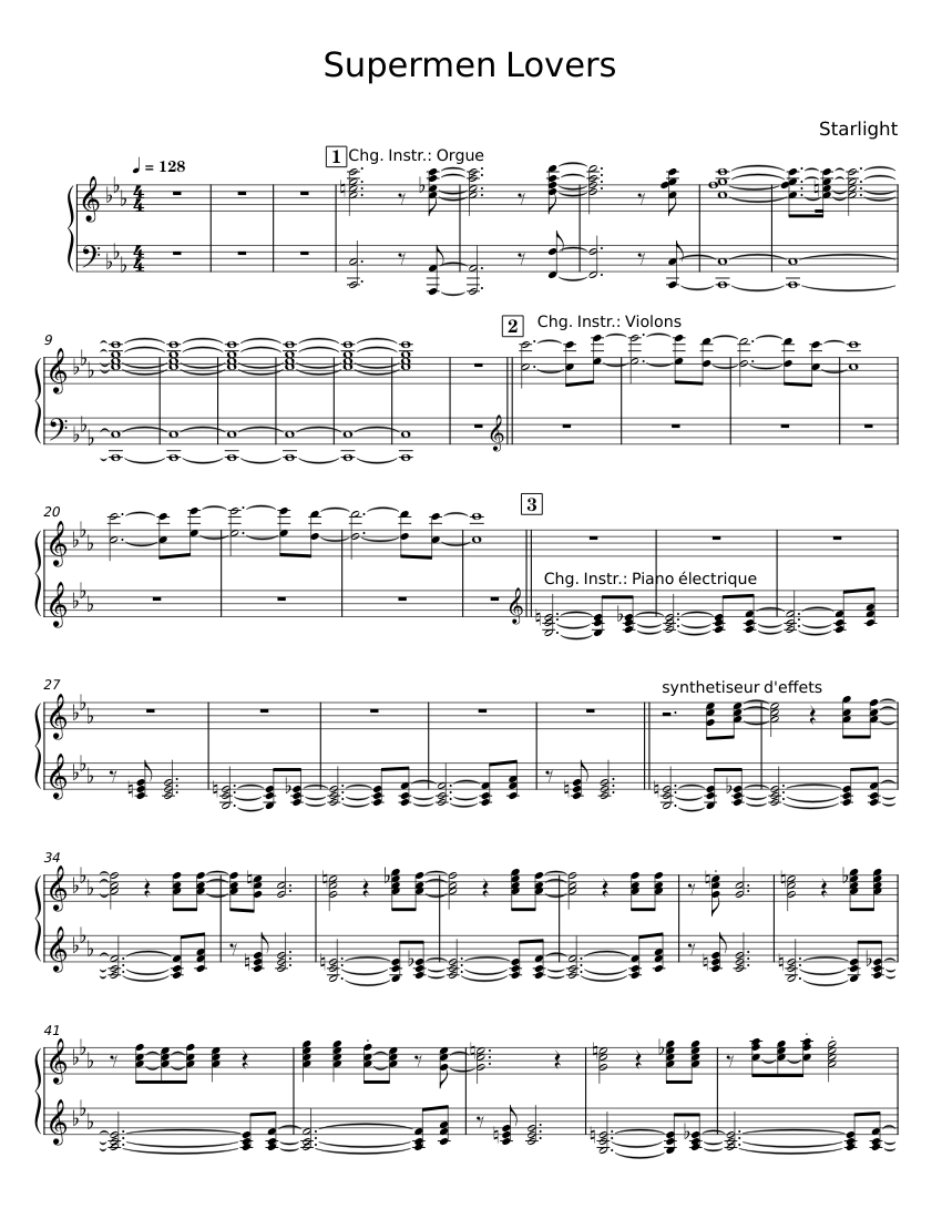 Supermen Lovers - Starlight Sheet music for Piano (Solo) | Musescore.com