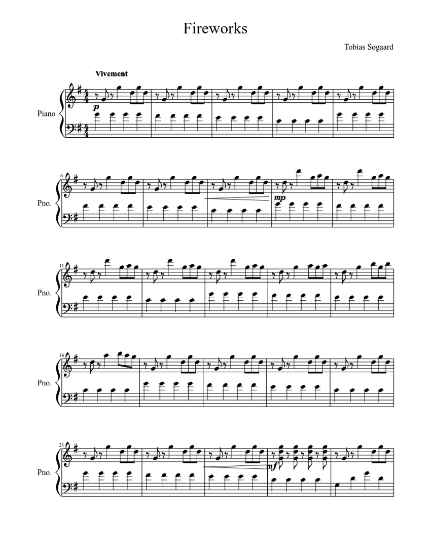 Fireworks Sheet music for Piano (Solo) | Musescore.com