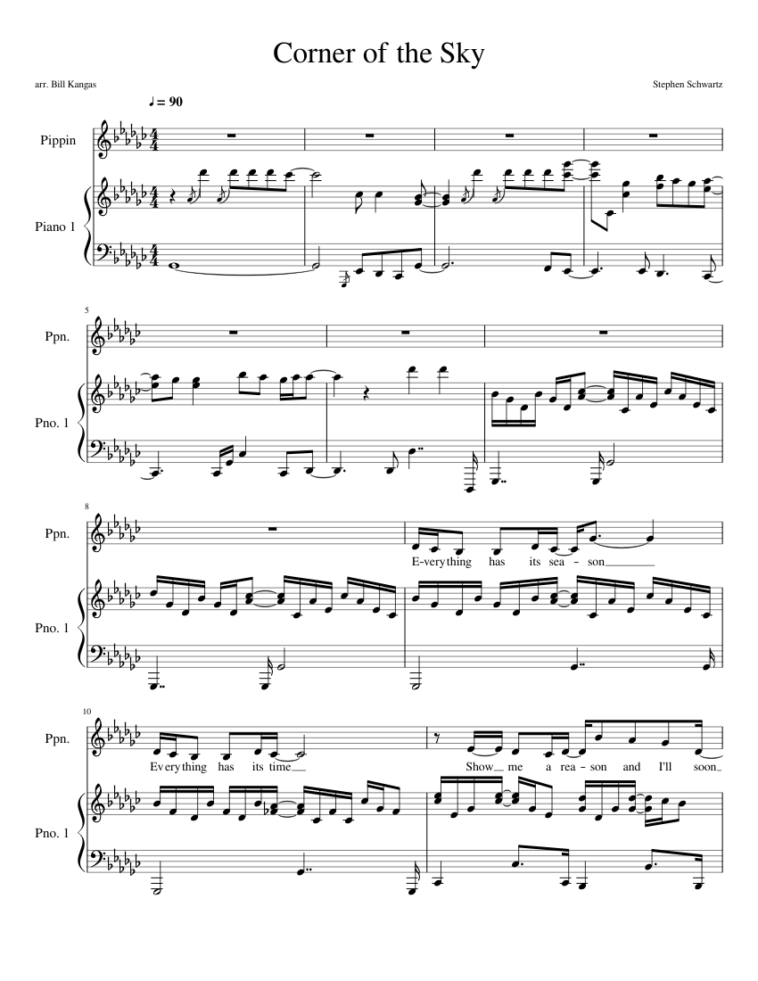 Corner of the Sky semi-simplified gb Sheet music for Piano, Vocals ...