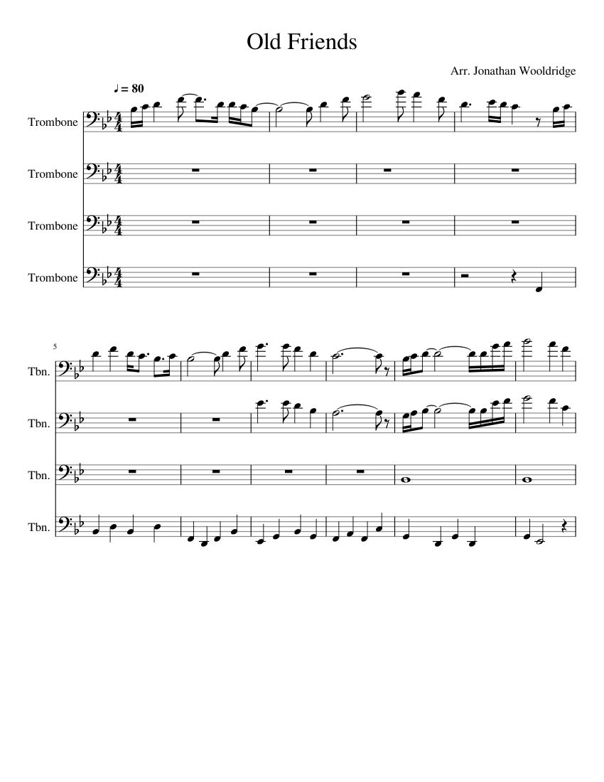 Old Friends Sheet music for Trombone (Mixed Quartet) | Download and ...