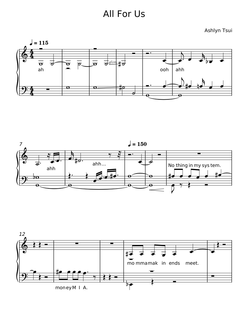 All For Us - Ashlyn Tsui Sheet music for Piano (Piano Duo) | Musescore.com