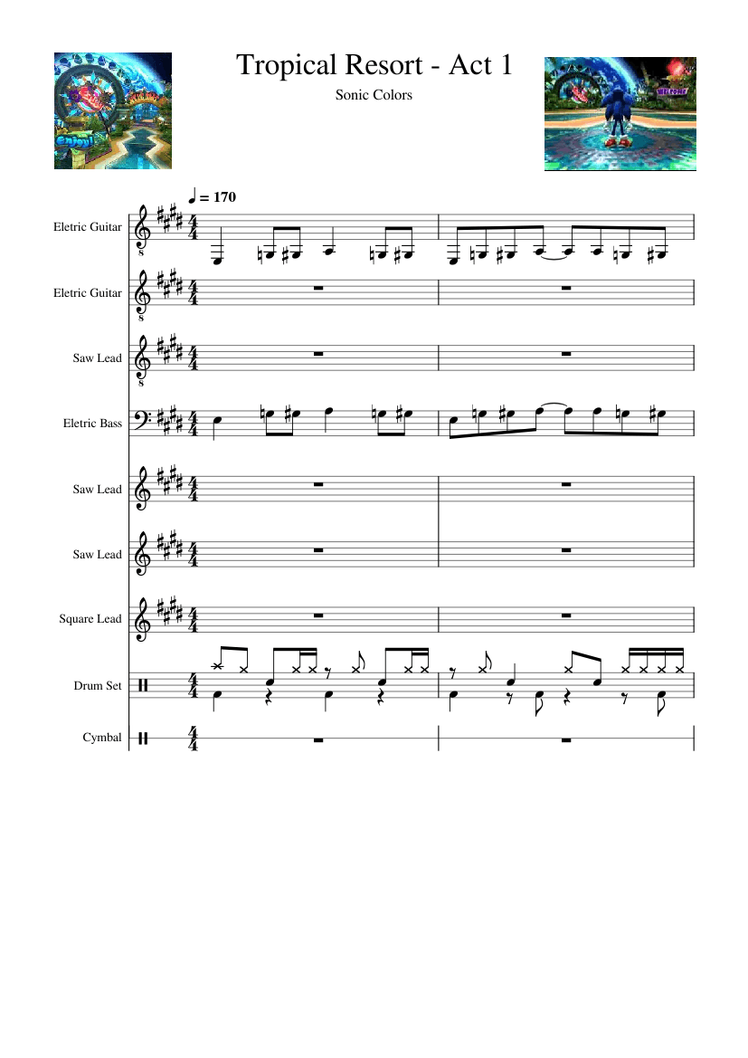 Tropical Resort - Act 1 - Sonic Colors Sheet Music for Snare drum ...