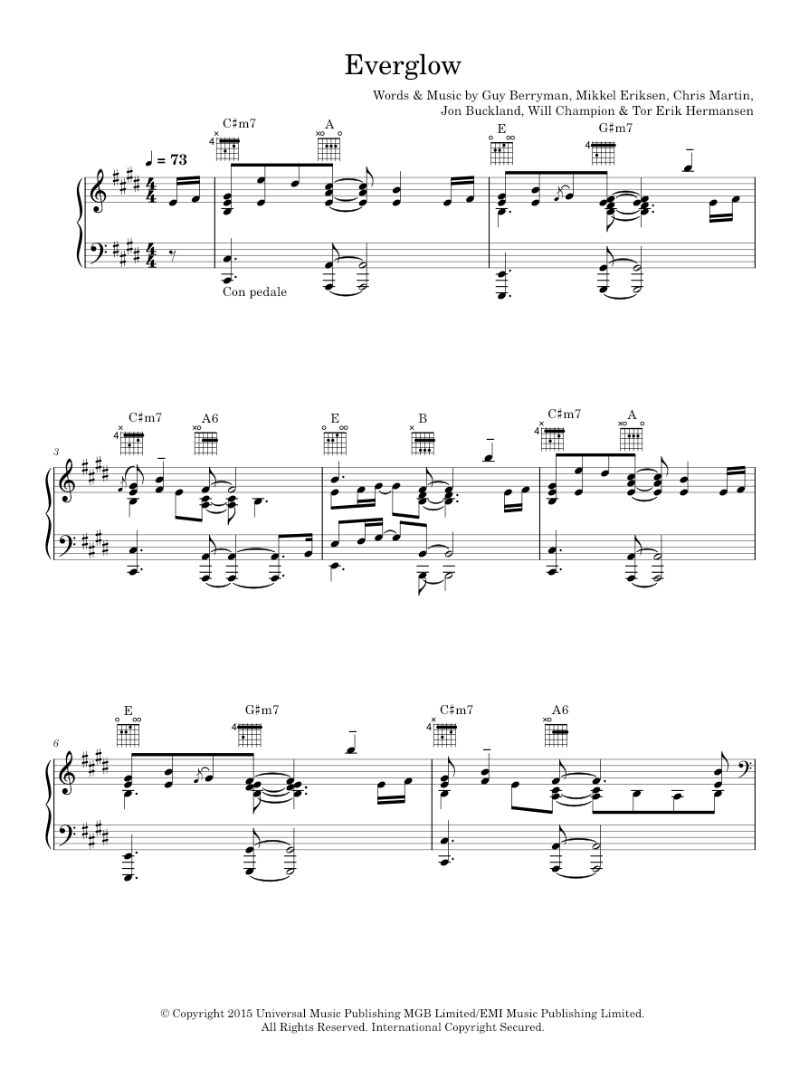 everglow Sheet music for Piano, Vocals by Coldplay Official | MuseScore.com