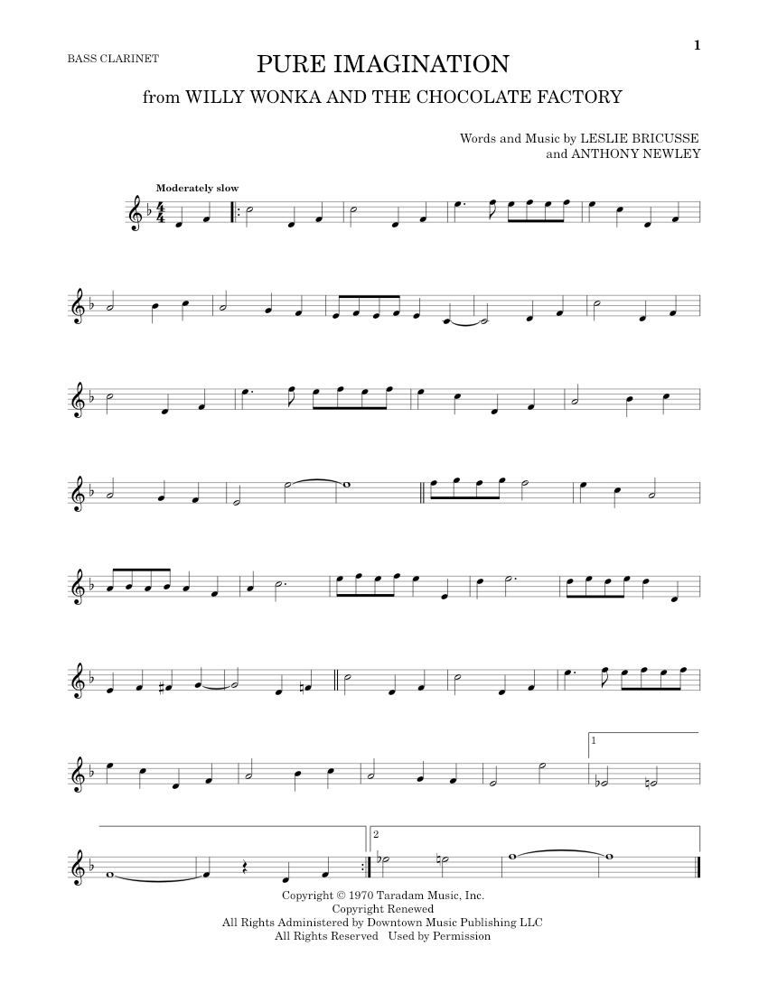 Play Official version of Pure Imagination (from Willy Wonka & The Chocolate Factory) sheet music ...