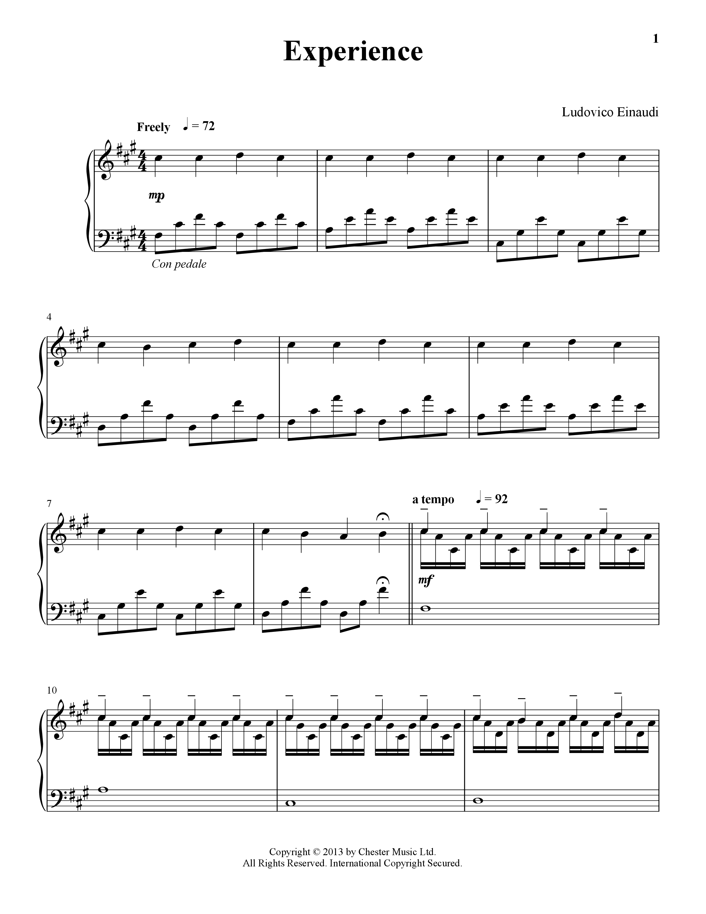 Play Official version of Experience Sheet Music by Ludovico Einaudi for ...