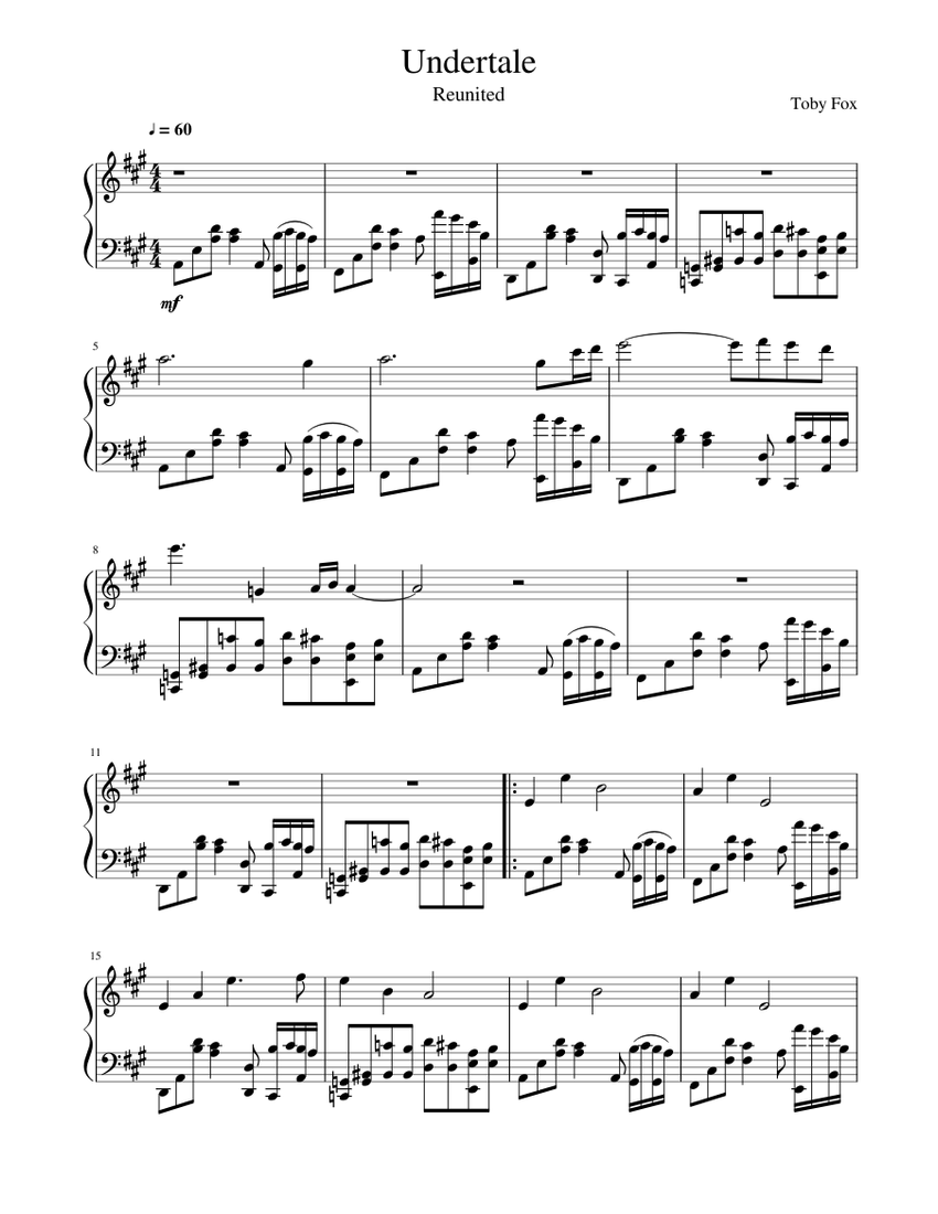Undertale - Reunited Sheet music for Piano (Solo) | Musescore.com