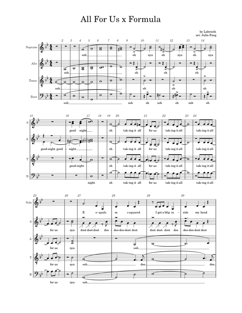 All For Us x Formula (SSAATB Acapella) Sheet music for Piano (SATB ...