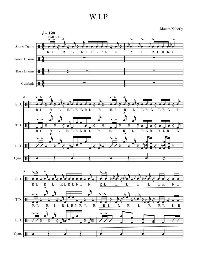 Work In Progress...-PhoneyAverage97 Sheet music for Snare drum, Crash ...