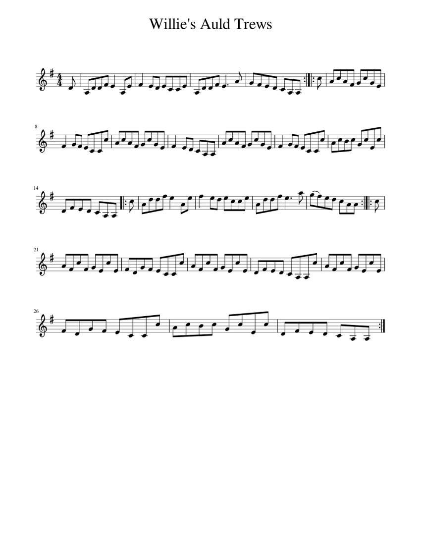 Willie's Auld Trews Sheet music for Piano (Solo) Easy | Musescore.com