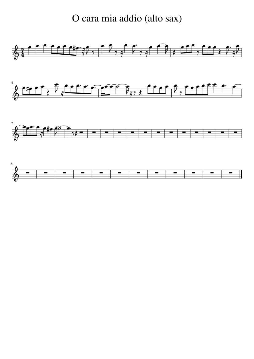 O cara mia addio Portal 2 (alto sax) (Not complete) Sheet Music for Saxophone alto (Solo ...