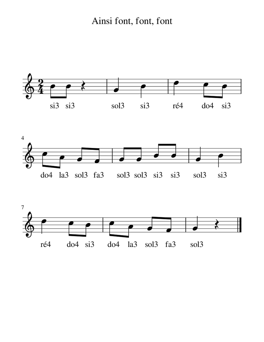 Ainsi font, font, font Sheet music for Piano (Solo) | Download and ...