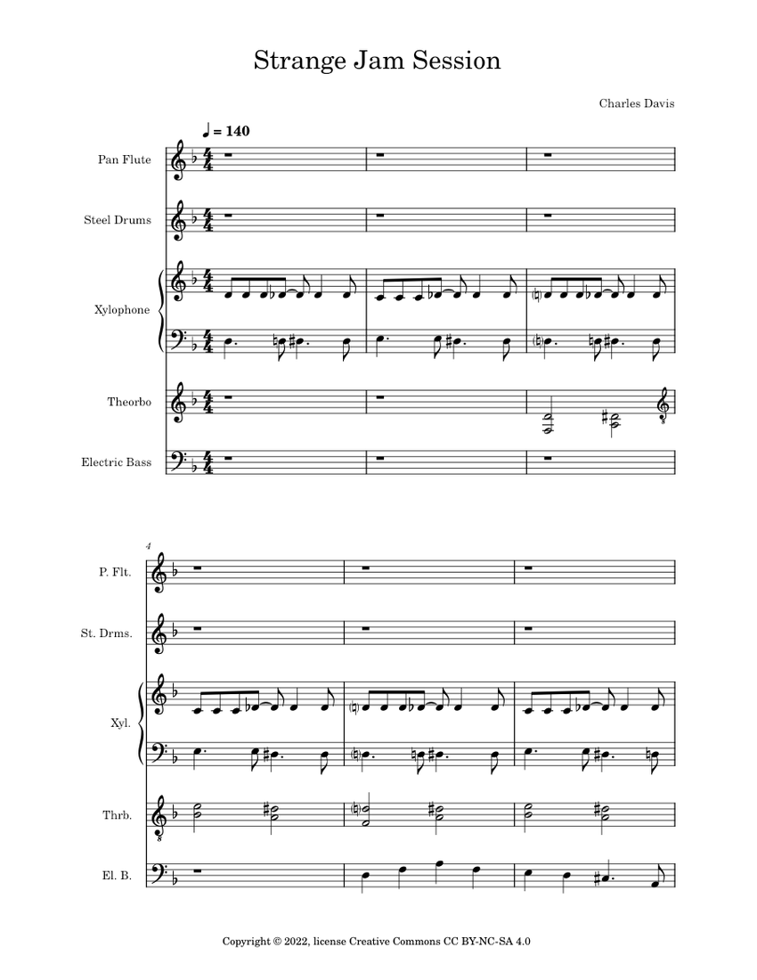 Strange Jam Session (UCG Score) Sheet music for Vibraphone, Bass guitar ...