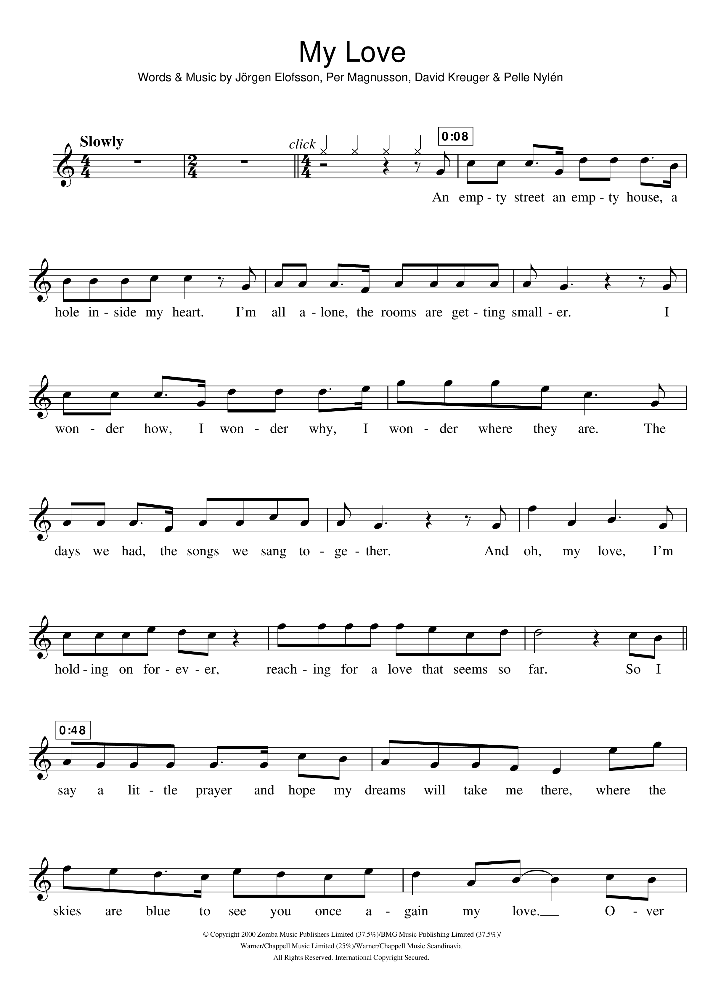 Play Official version of My love Sheet Music by Westlife for Violin ...