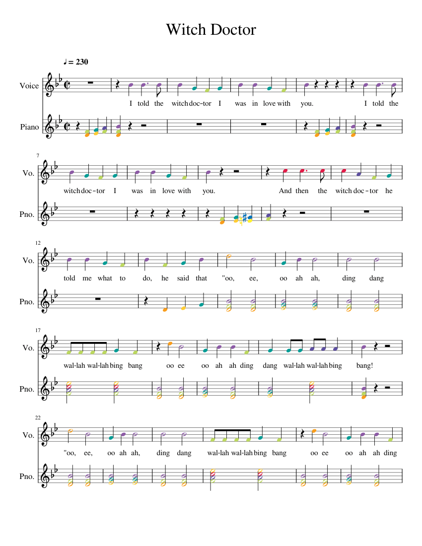 Witch Doctor Sheet music for Piano, Vocals (Piano-Voice) | Musescore.com