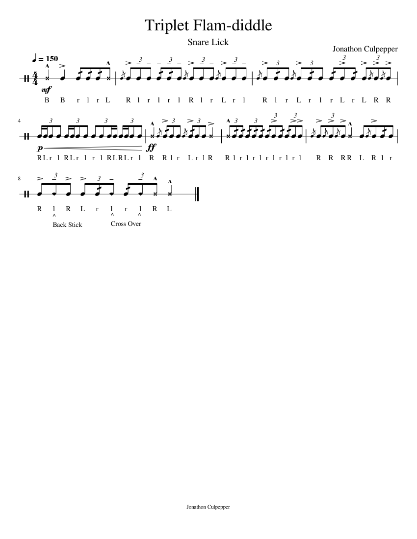 Triplet Flam-Diddle Sheet music for Snare drum (Indoor Percussion Ensemble) | Musescore.com