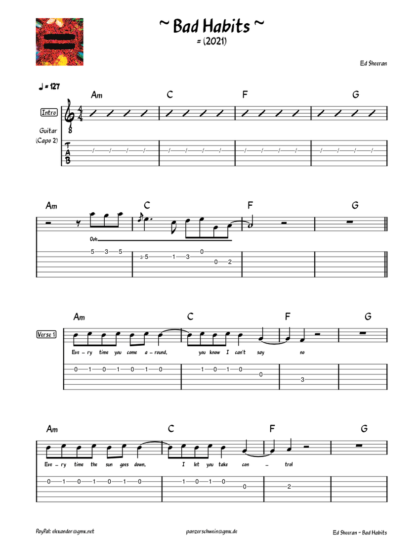 Bad Habits – Ed Sheeran Sheet music for Guitar (Solo) | Musescore.com