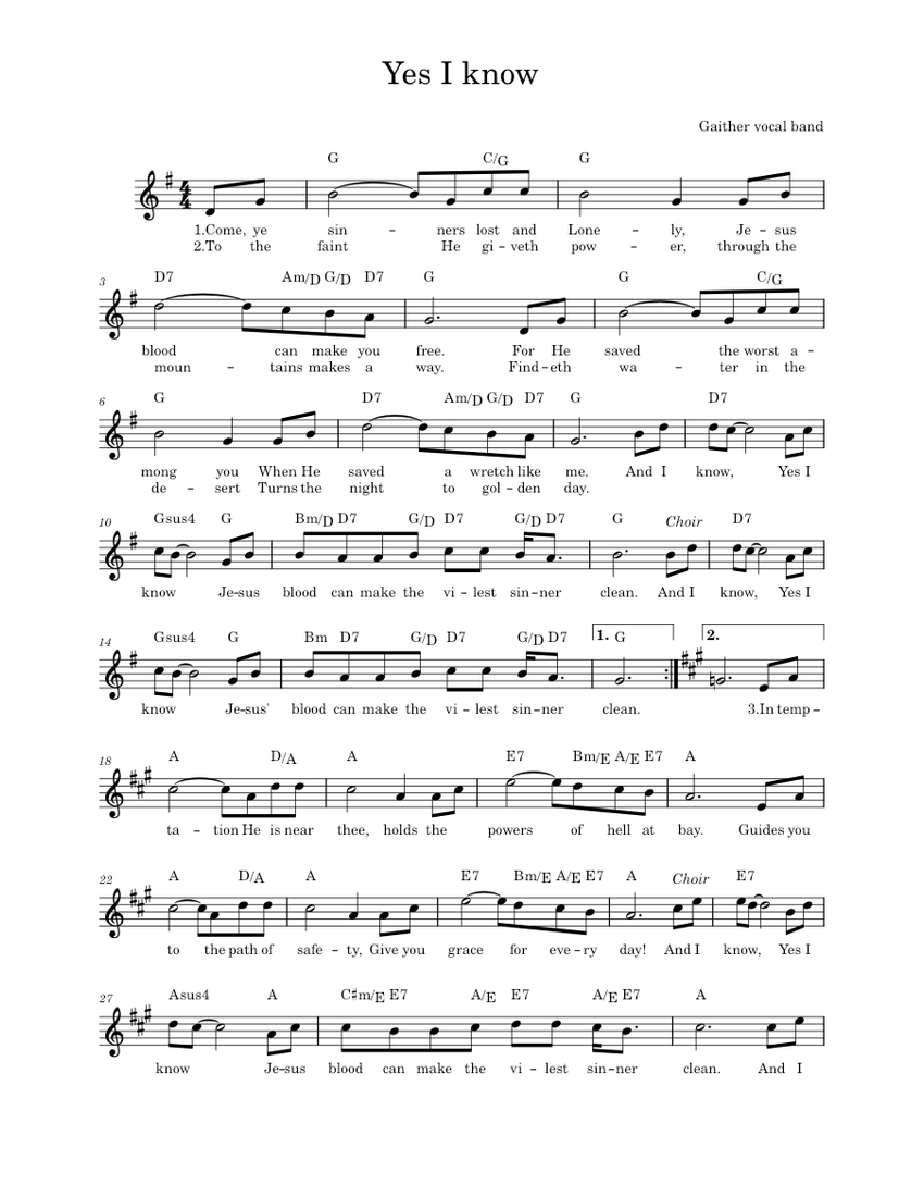 Yes_I_know, Gaither vocal band Sheet music for Piano (Solo) Easy | Musescore.com