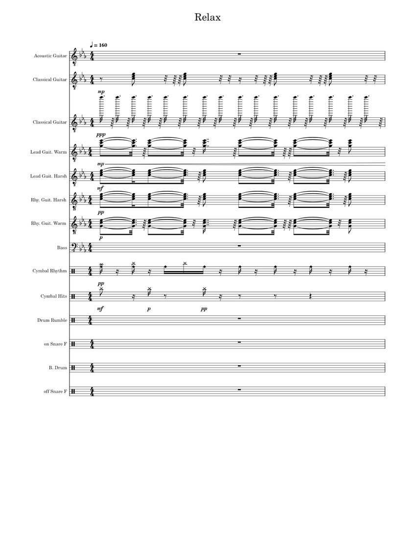 Relax Sheet music for Guitar, Bass guitar, Drum group (Concert Band ...