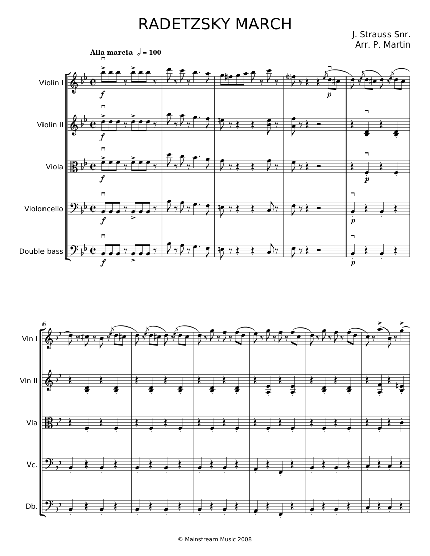 Radetzky-Marsch, Op.228 - Johann Strauss Sr. Sheet music for Strings ...