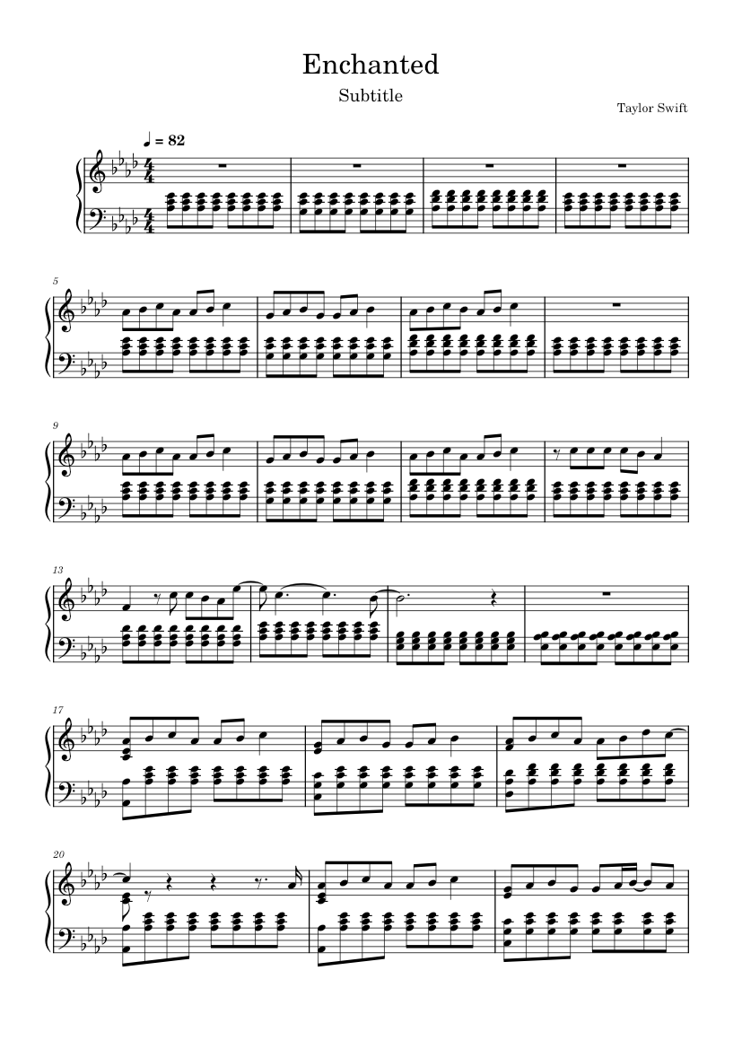 Enchanted - Taylor Swift Sheet music for Piano (Solo) | Musescore.com