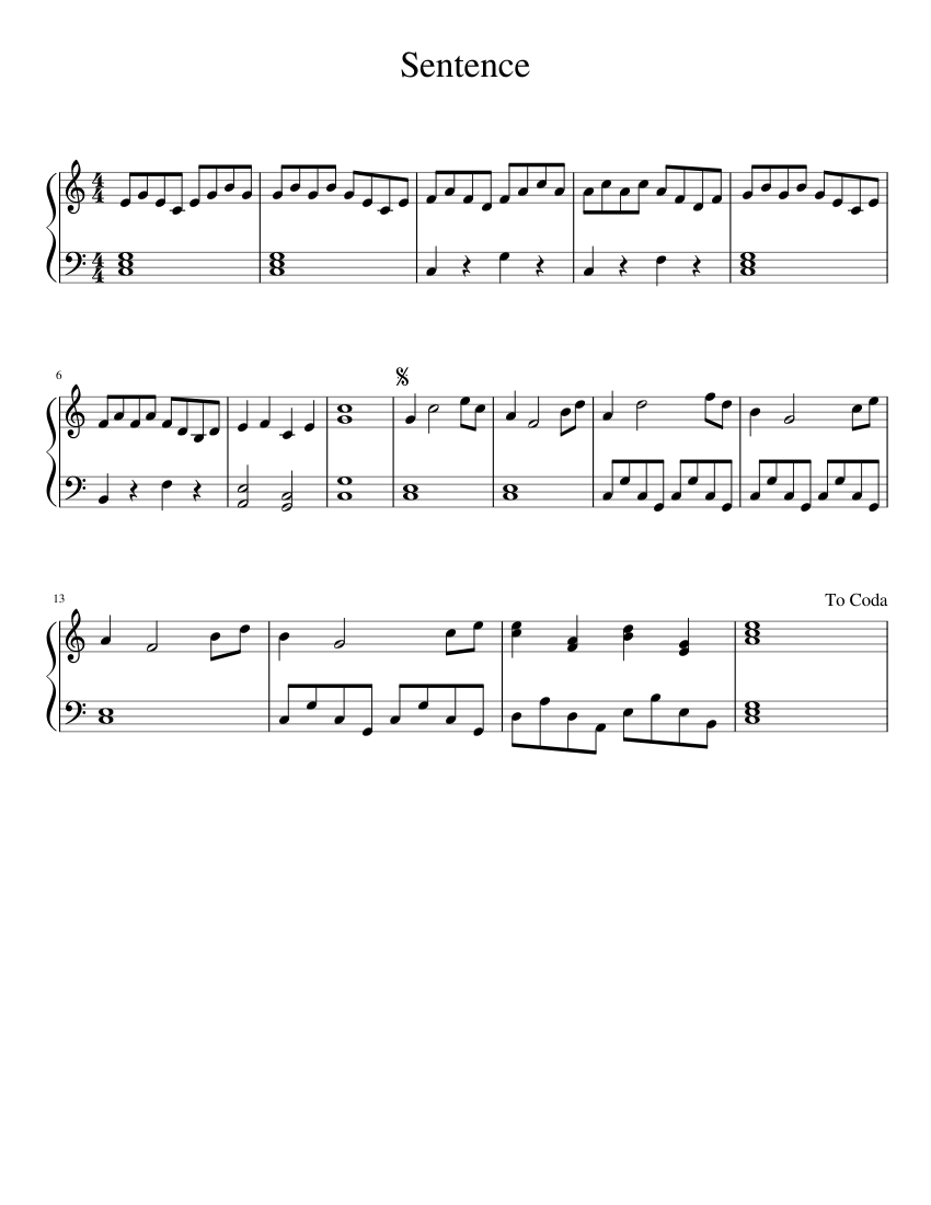 Sentence Sheet music for Piano (Solo) | Musescore.com