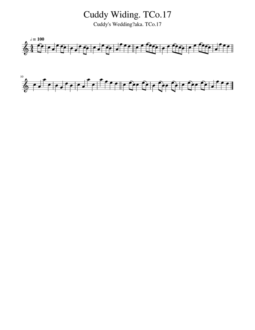 Cuddy Widing. TCo.17 Sheet music for Piano (Solo) | Musescore.com