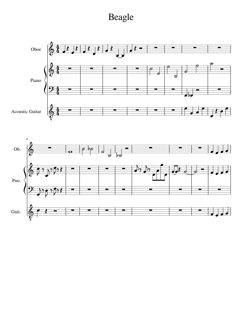 Beagle Sheet music for Piano, Oboe, Guitar (Mixed Trio) | Musescore.com