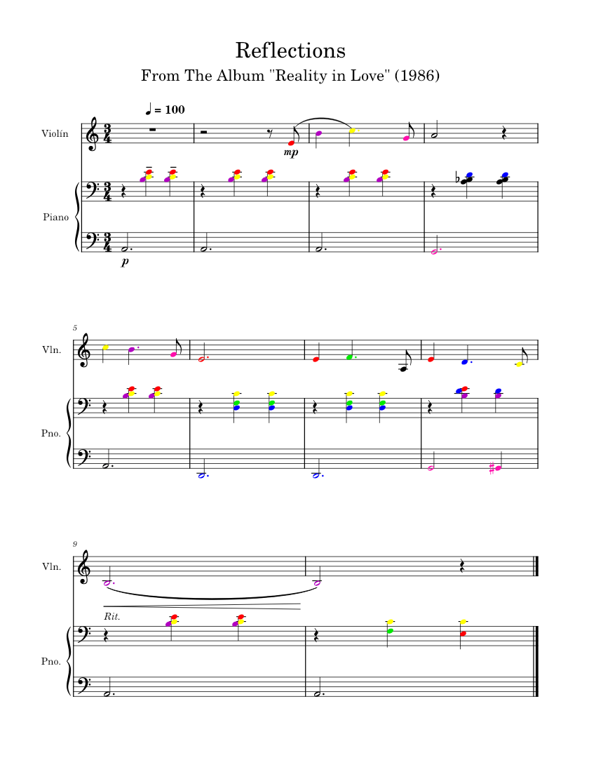 Reflections – Toshifumi Hinata Reflections Sheet music for Piano ...