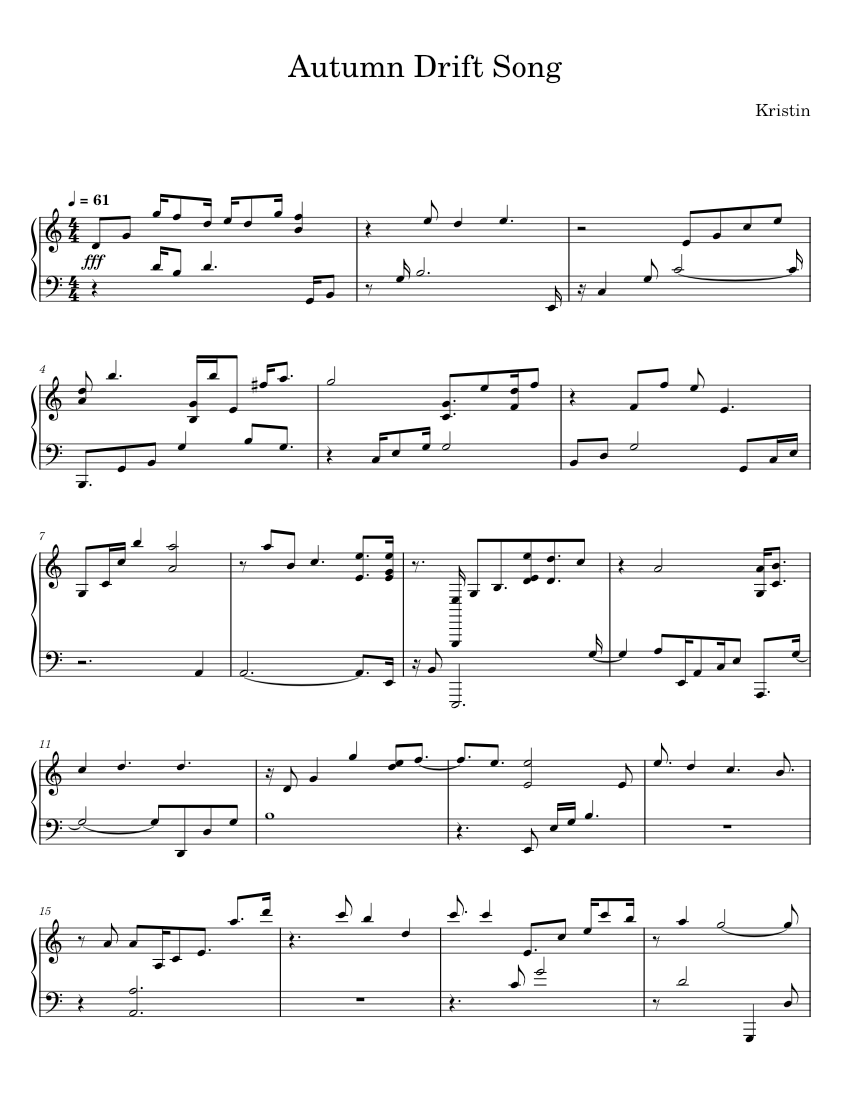 Autumn Drift Song - Kristin Sheet music for Piano (Solo) | Musescore.com