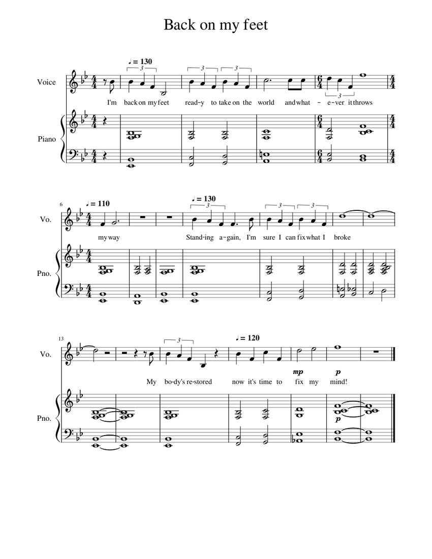 17 Back on my feet Sheet music for Piano, Vocals (Piano-Voice ...