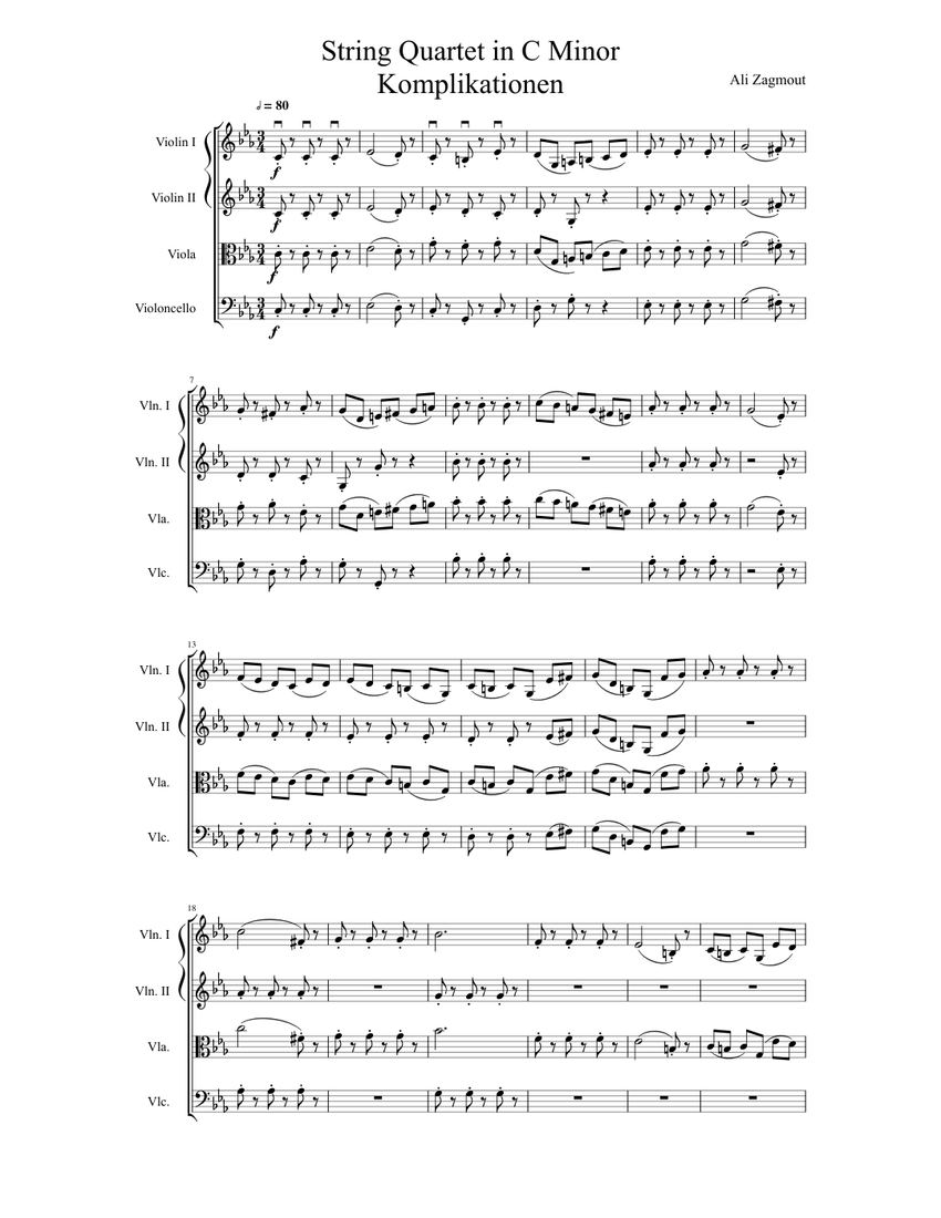 String Quartet in C Minor Sheet music for Viola (Solo) | Download and ...