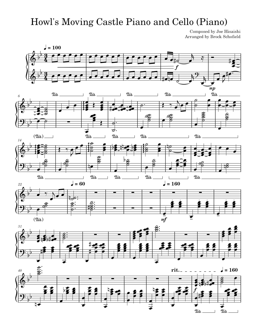 Howl's Moving Castle – Joe Hisaishi Howl's Moving Castle Piano and ...