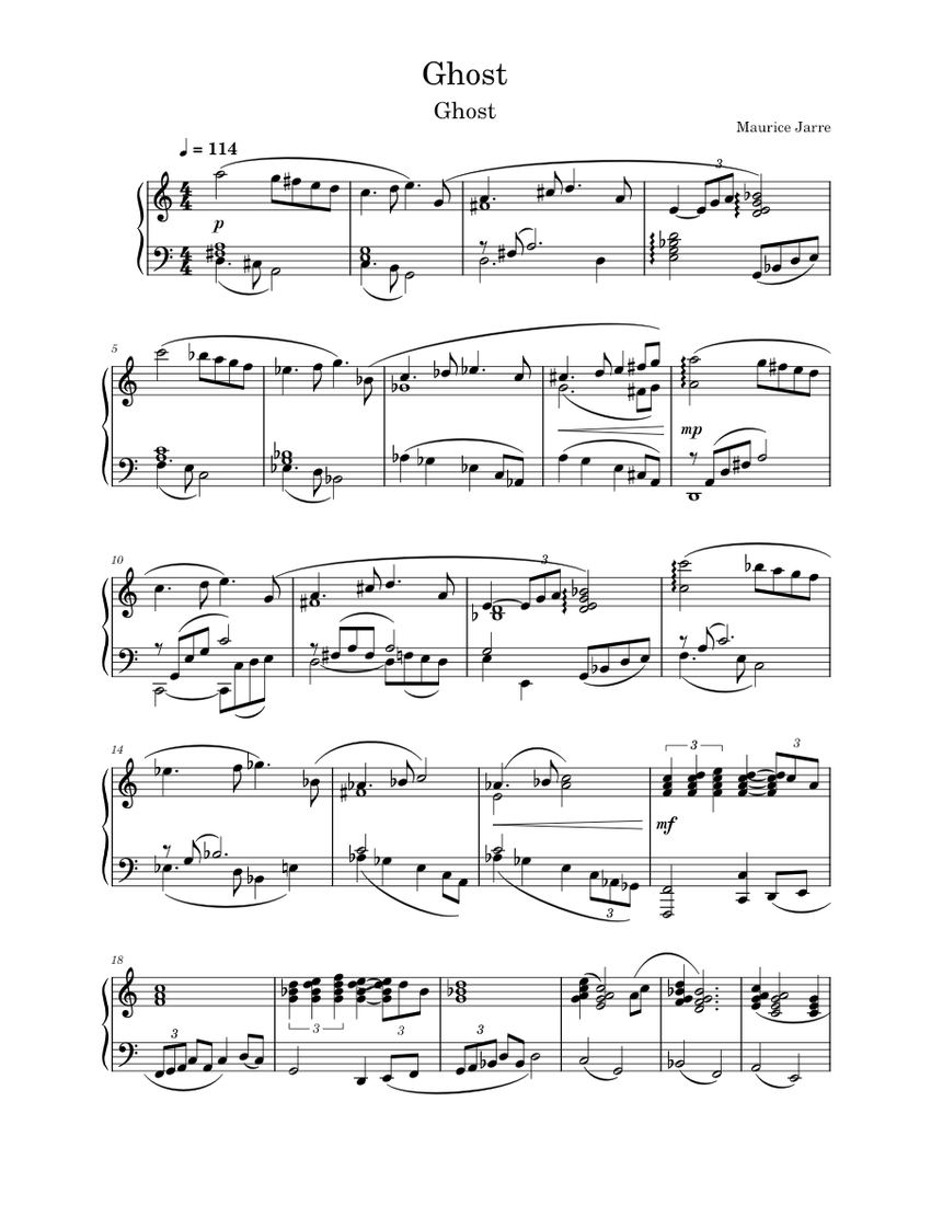 Ghost – Maurice Jarre (Film) Sheet music for Piano (Solo) | Musescore.com