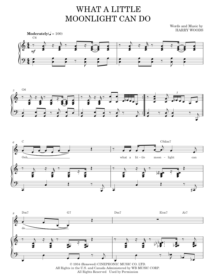 Play Official version of What A Little Moonlight Can Do sheet music by ...