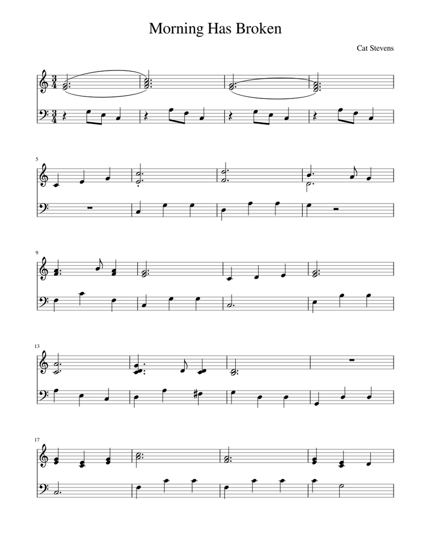 Morning Has Broken Sheet music for Piano (Piano Duo) | Musescore.com