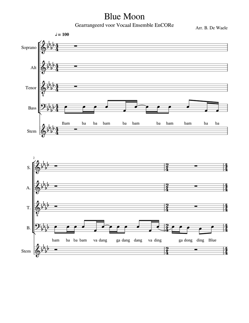 Blue Moon Sheet music for Bass (Solo) | Musescore.com