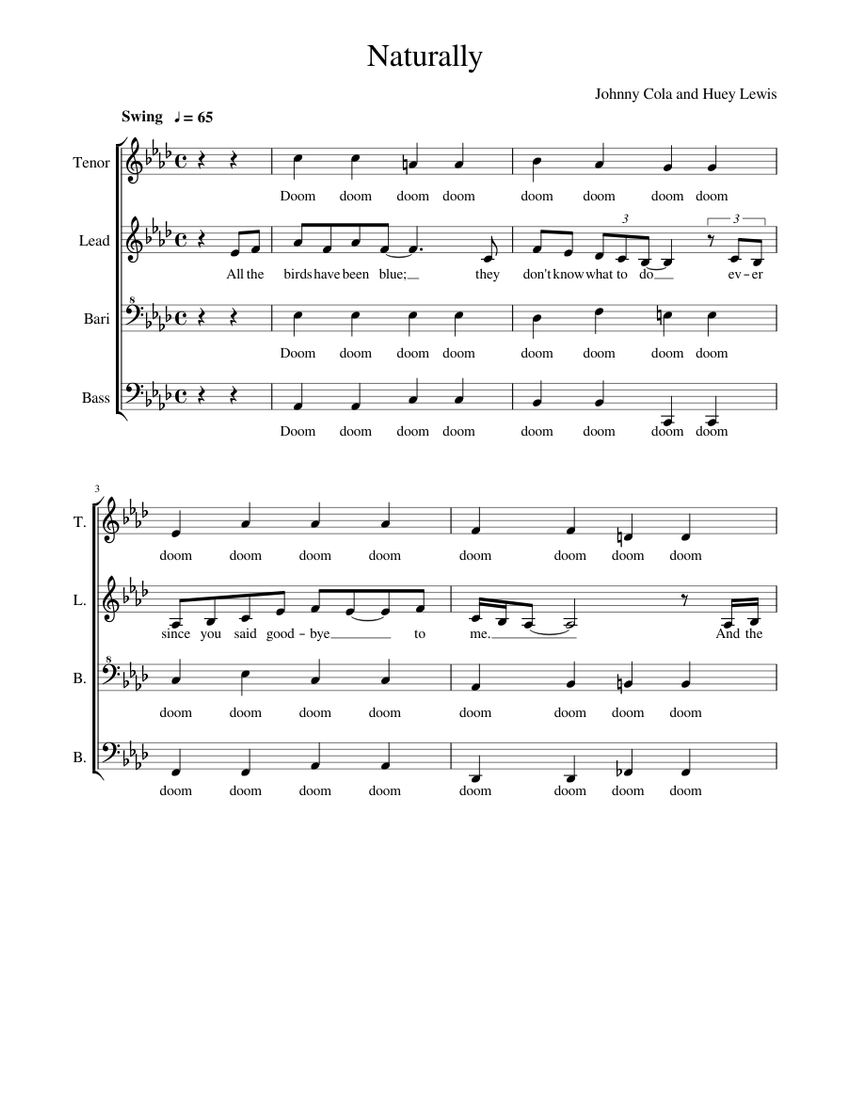 Naturally Sheet music for Soprano, Alto, Tenor, Bass voice (SATB ...