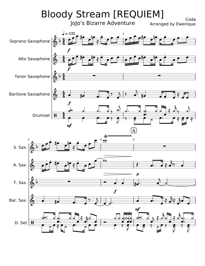 Bloody Stream [REQUIEM] - for Sax Quartet+ Sheet music for Saxophone ...
