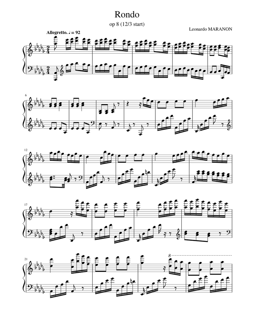 Rondo Sheet music for Piano (Solo) | Download and print in PDF or MIDI ...