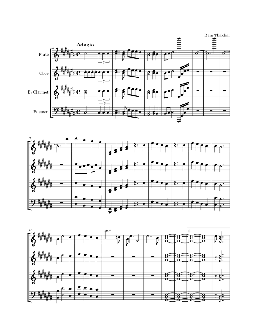 Symphony 1 - 3rd Movement - Ram Thakkar Sheet music for Flute, Oboe, Clarinet in b-flat, Bassoon ...