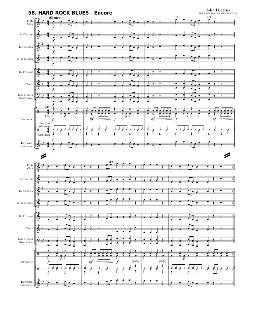 58. HARD ROCK BLUES - Encore Sheet music for Tuba, Flute, Clarinet in b ...