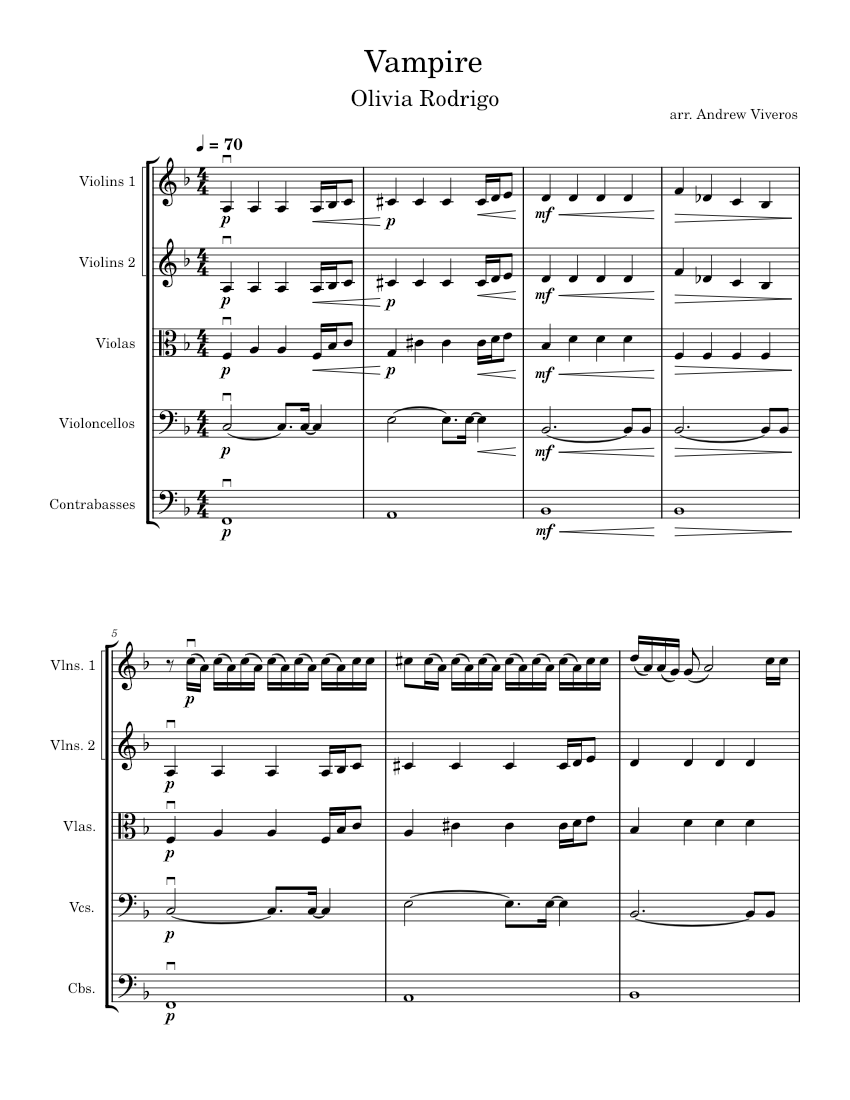 Vampire__Olivia_Rodrigo_Strings Sheet music for Strings group (String ...
