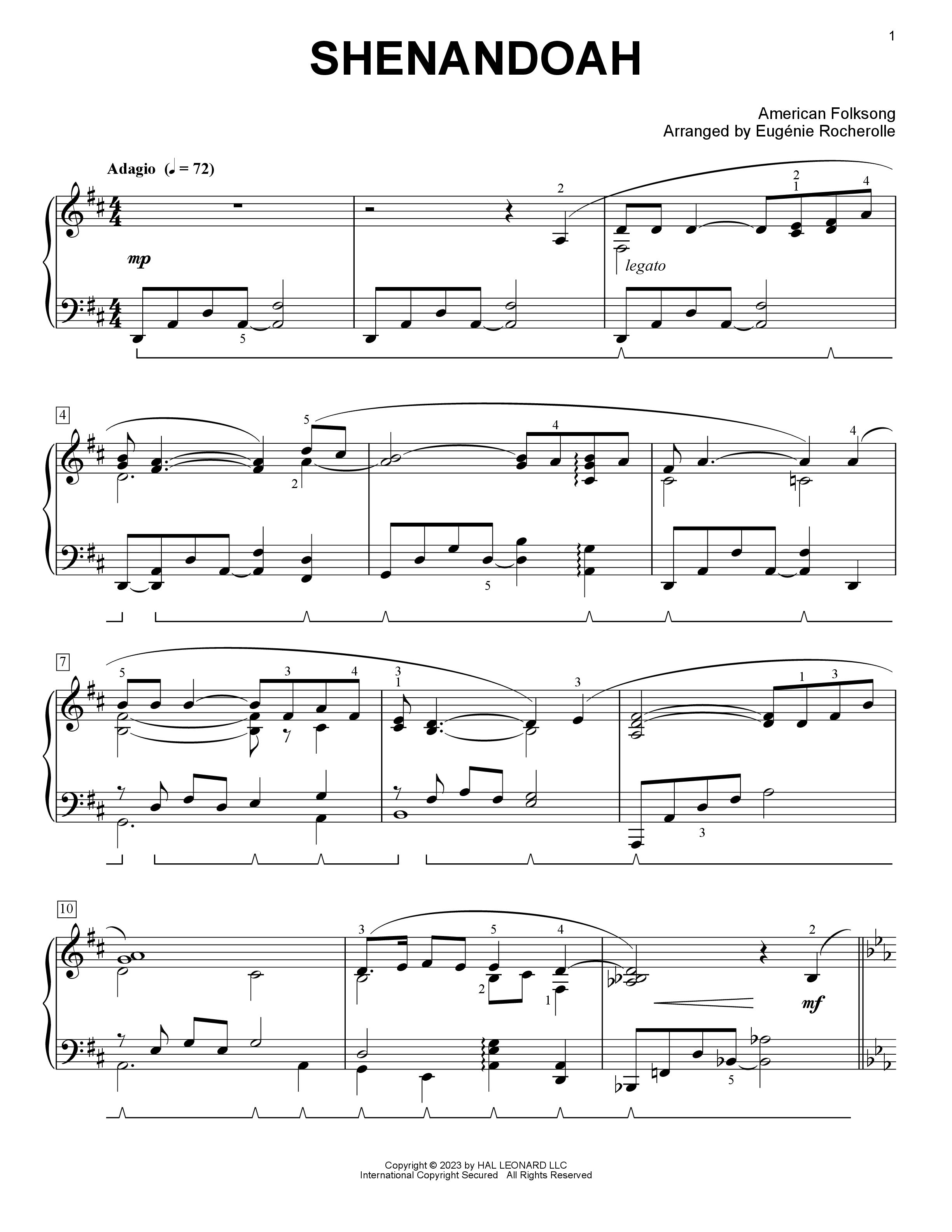 Play Official version of Shenandoah sheet music by Traditional American Folksong for Piano ...