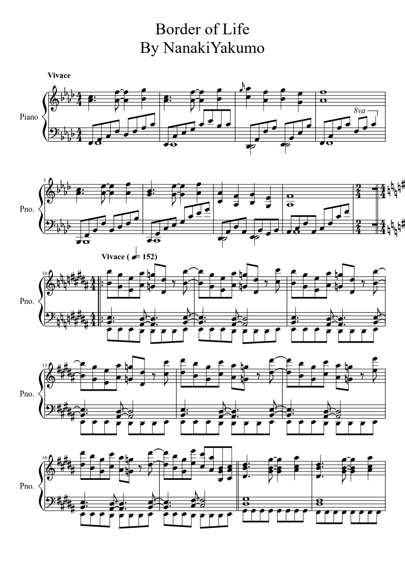 Border of Life Sheet Music for Piano (Solo) | MuseScore.com