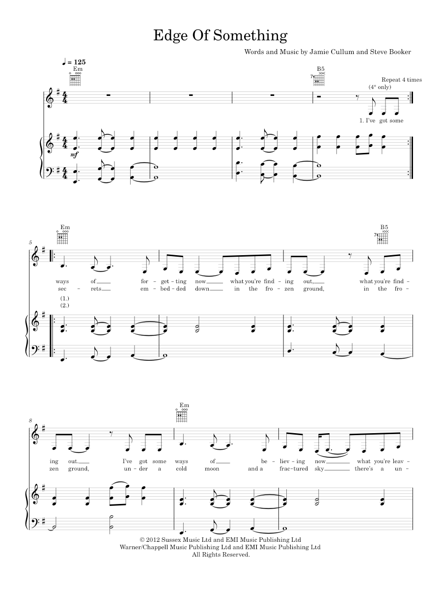 Play Official version of Edge Of Something Sheet Music by Jamie Cullum ...
