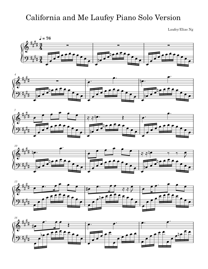 California and Me – Laufey Sheet Music for Piano (Solo) | MuseScore.com